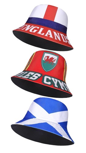 Flag Bucket Reversible Hat England Scotland Wales Cymru Cricket Euro ...