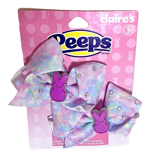 NWT CLAIRE'S PEEPS SPARKLY PASTEL BOW PINK EASTER BUNNY HAIR CLIPS ...