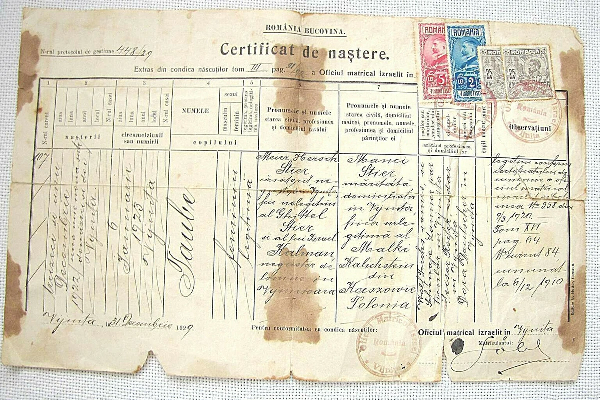 German Birth Certificate Template