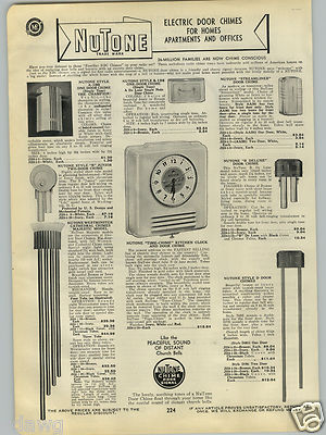 1940 PAPER AD Nutone Door Bels Chimes Westminster Cathedral Clock Time ...