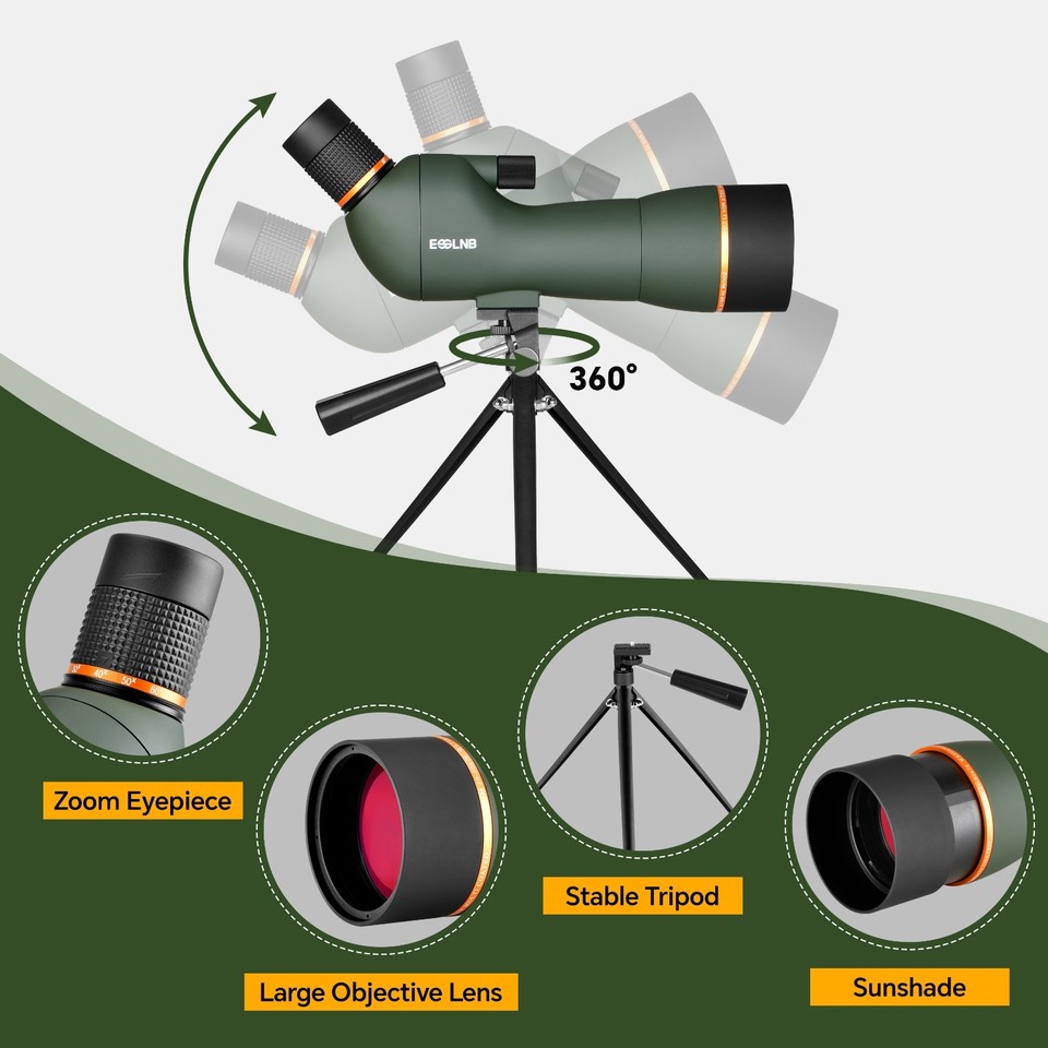 20-60X70 Spotting Scope FMC Lens Waterproof for Shooting Hunting Bird ...