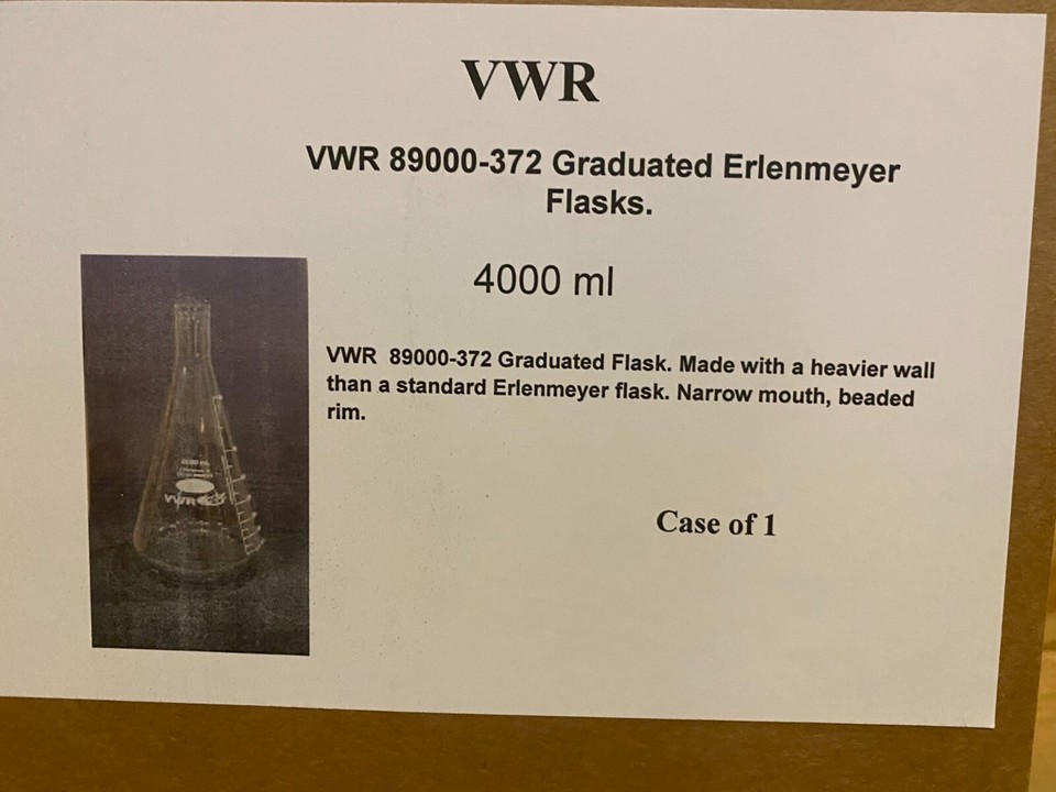 VWR 4000 ml 89000-372 Graduated Erlenmeyer Flask, heavy wall | eBay