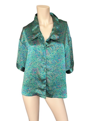 Vintage Victoria's Secret Gold Label Satin Pajama Top Only Green ...