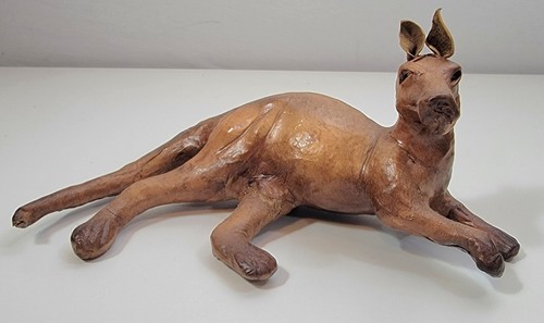 Vintage Mid Century Australiana Leather Wrap Paper Mache Kangaroo. c ...
