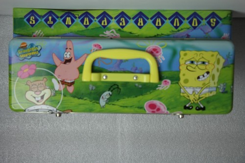 SpongeBob Rectangle Tin Metal Pencil or Lunch Box 2003 11.5" with ...