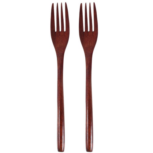2Pcs Wooden Fork Set Natural Wood Mixing Fork for Salad Cooking Kitchen ...