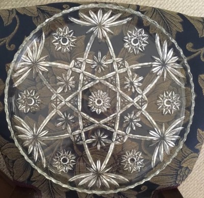 Star of David Pattern Vintage Pressed Glass Platter 13 1/2" Anchor ...