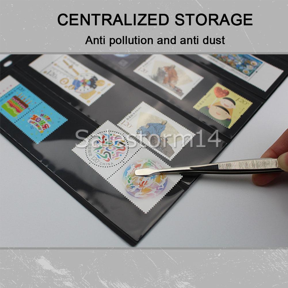 Pack of 20 Sheets Double Sided Stamp Album Stock Pages with 9 Binder ...