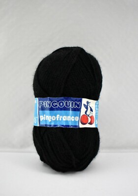 Pingouin PingoFrance Acrylic/Wool Blend Yarn - 1 Skein Color Black #133 ...