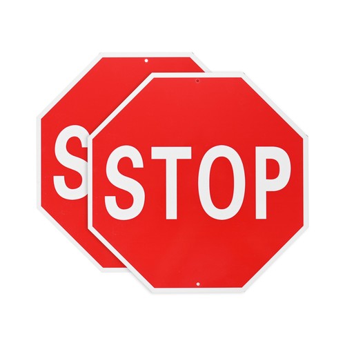 2 PCS Stop Sign 12x12" Aluminum,White Letters on Red Background | eBay