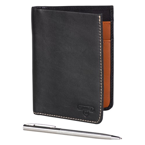 Stanley Tools - Black Leather Travel Wallet with Pen in Presentation ...