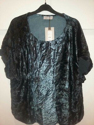Women's Label Lab Crushed Velvet Teal Top Size Medium | eBay UK
