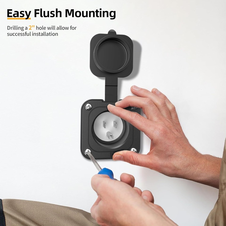 Flanged Inlet ETL Listed 15 Amp RV Plug Receptacle Block Heater Bumper ...