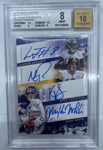 2018 Panini Origins Rookie Quad /5 Lamar Jackson White Kyle Rudolph ...