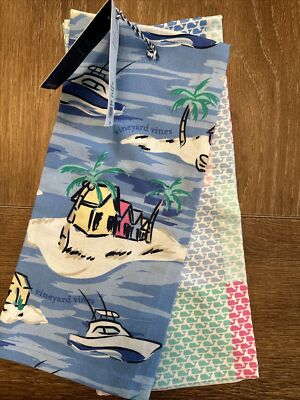 Vineyard Vines for Target Kitchen Towels Patchwork Boat Island Ocean ...