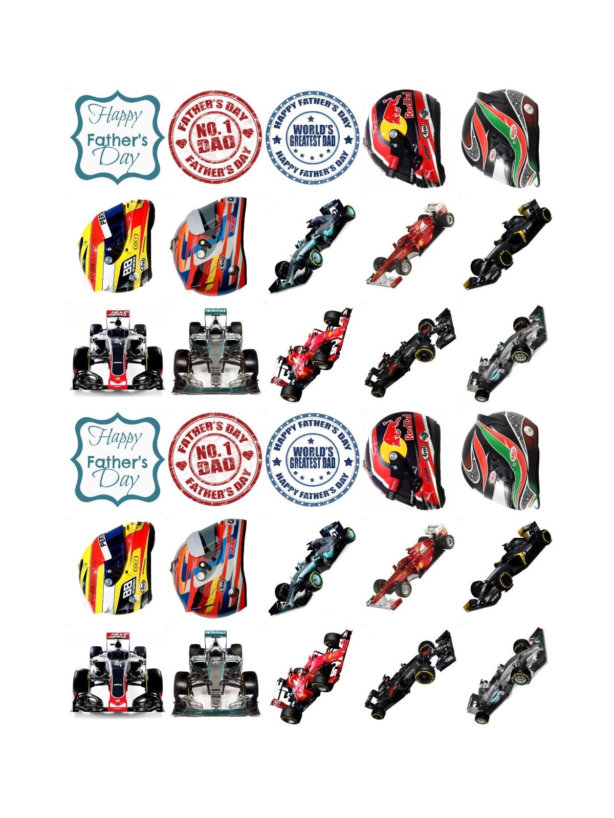 15 FORMULA ONE FATHERS DAY F1 FLAT STANDUP PREMIUM RICE CARD Edible ...