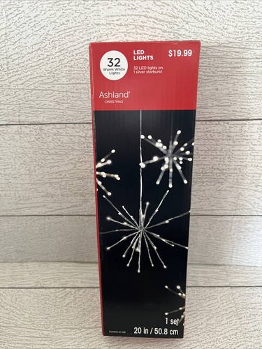 Ashland 32 Warm White LED Silver Glitter Star Burst Christmas Lights ...