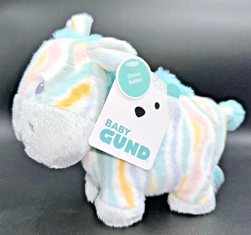 NWT Baby Gund Safari Friends Zebra Blue Pink Gold White Stripes Chime ...