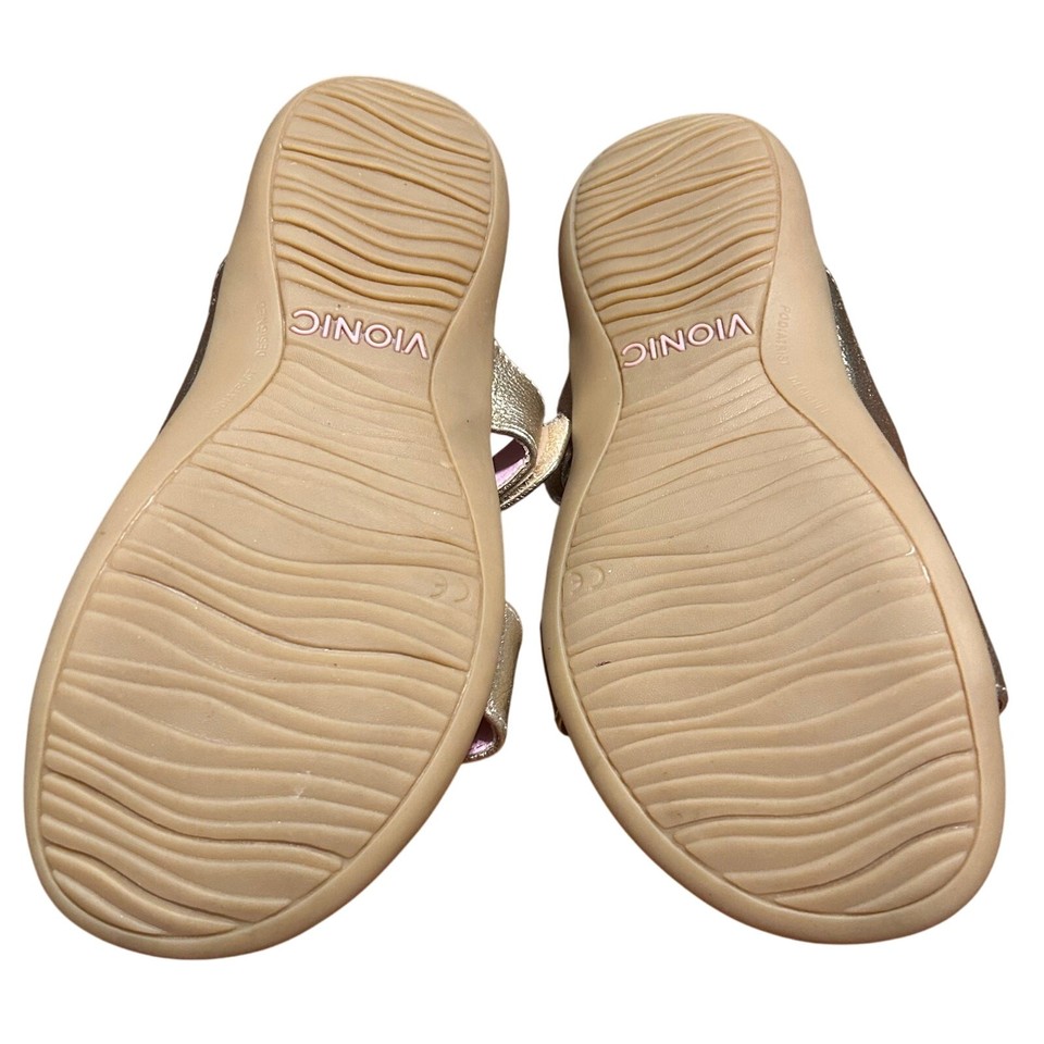 Vionic Nakia Adjustable Slide Orthotic Sandals Gold Pink Women's Size 5 ...