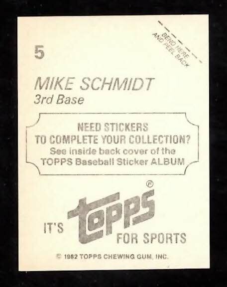 Mike Schmidt 1982 Topps Stickers League Leaders #5 Baseball Card | eBay