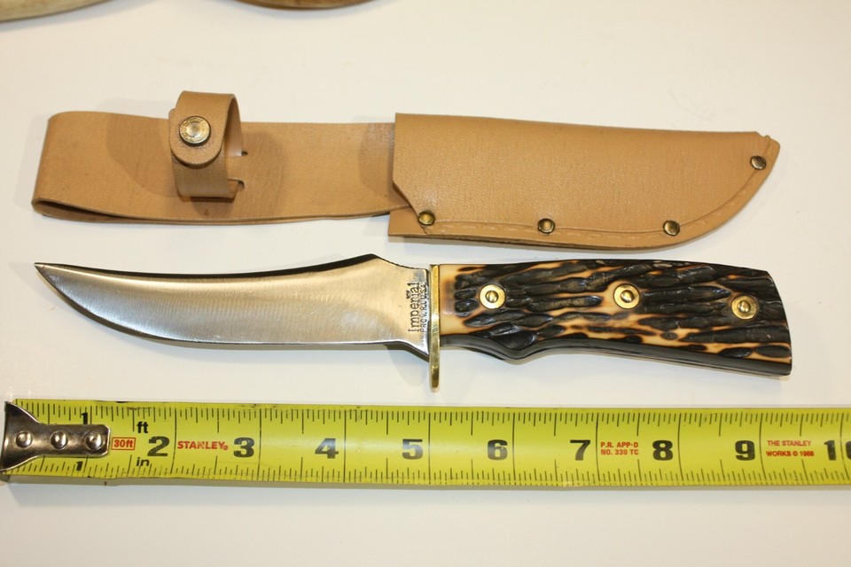 Vtg Rare { IMPERIAL-KIT CARSON-hunting/skinner } knife and sheath-USA ...