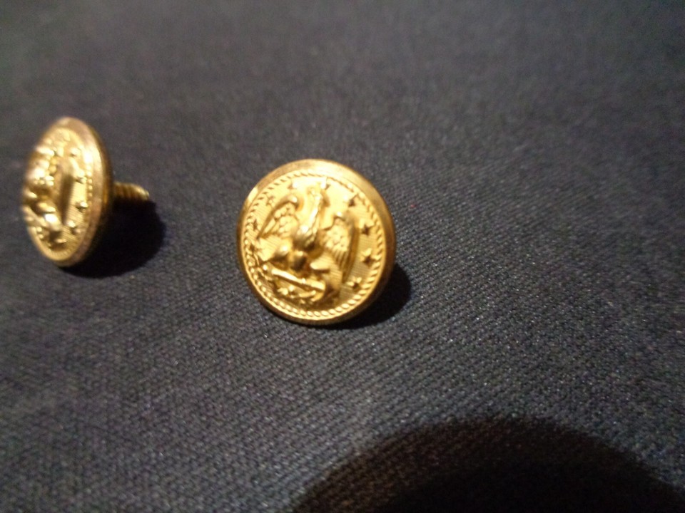 US Navy Brass Eagle and anchor dress cap screw back buttons 5/8" pair ...