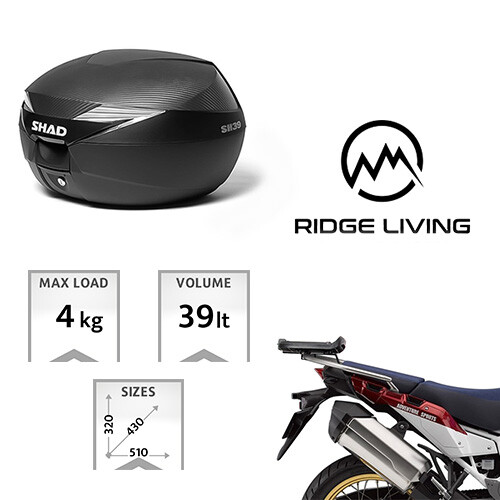 SHAD SH39 39L Top Box + Fitting Kit Fits Honda AFRICA TWIN SPORTS ...