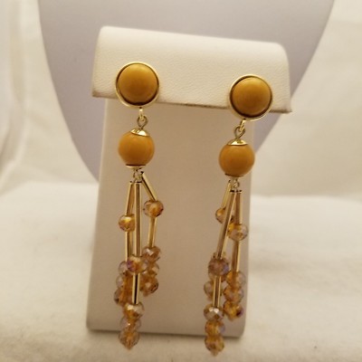 Mustard Beaded Drop Earrings | eBay