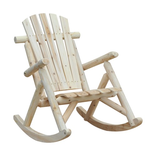 Hardwood Log Rocking Chair Single Rocker Adirondack Style Natural Wood ...