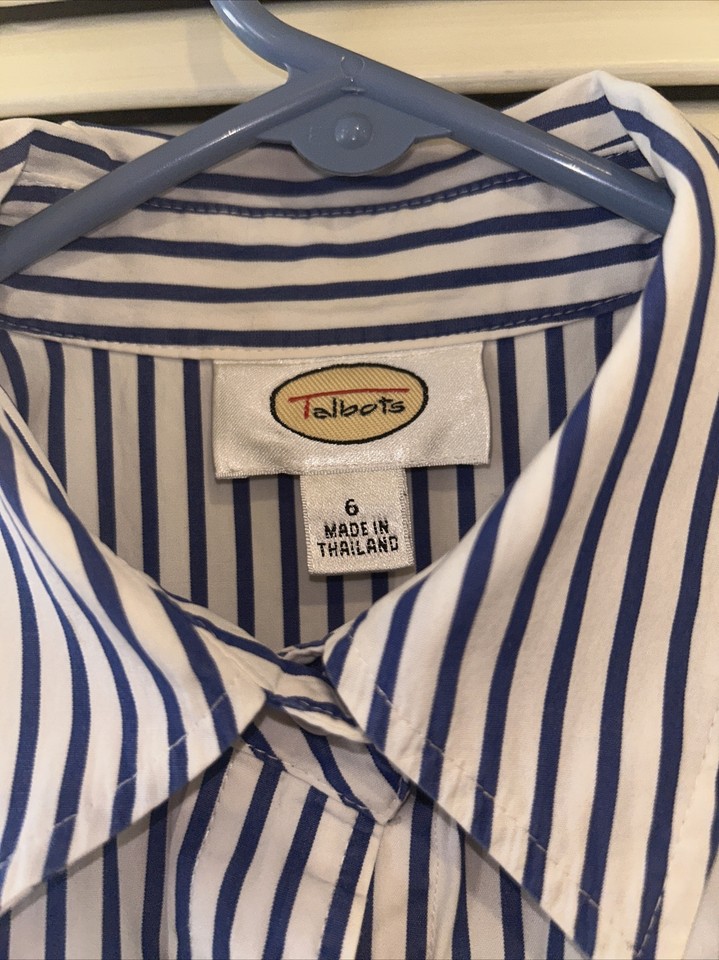 Talbots Blue & White Striped Shirt Button-down dress Career Sz6 | eBay