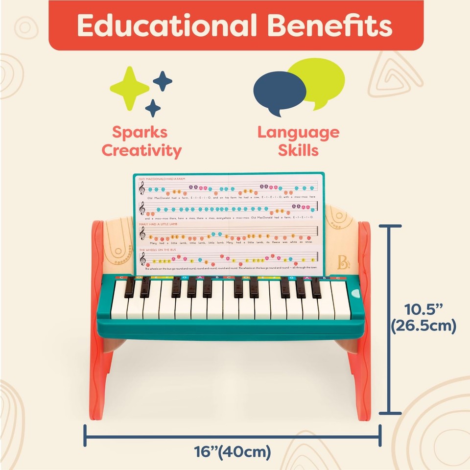 Wooden Toy Piano for Toddlers, Kids – Color – Coded Keys with Songbook ...