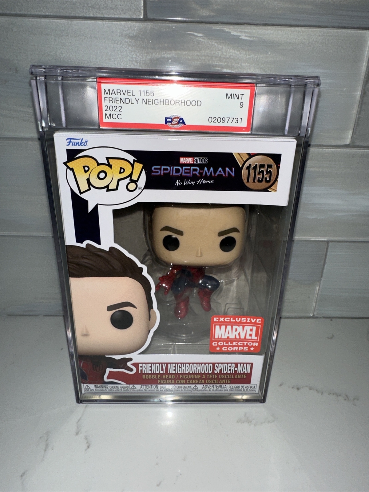 Funko Pop Marvel Collector Corps SpiderMan 1155 PSA Graded 9 No Way ...