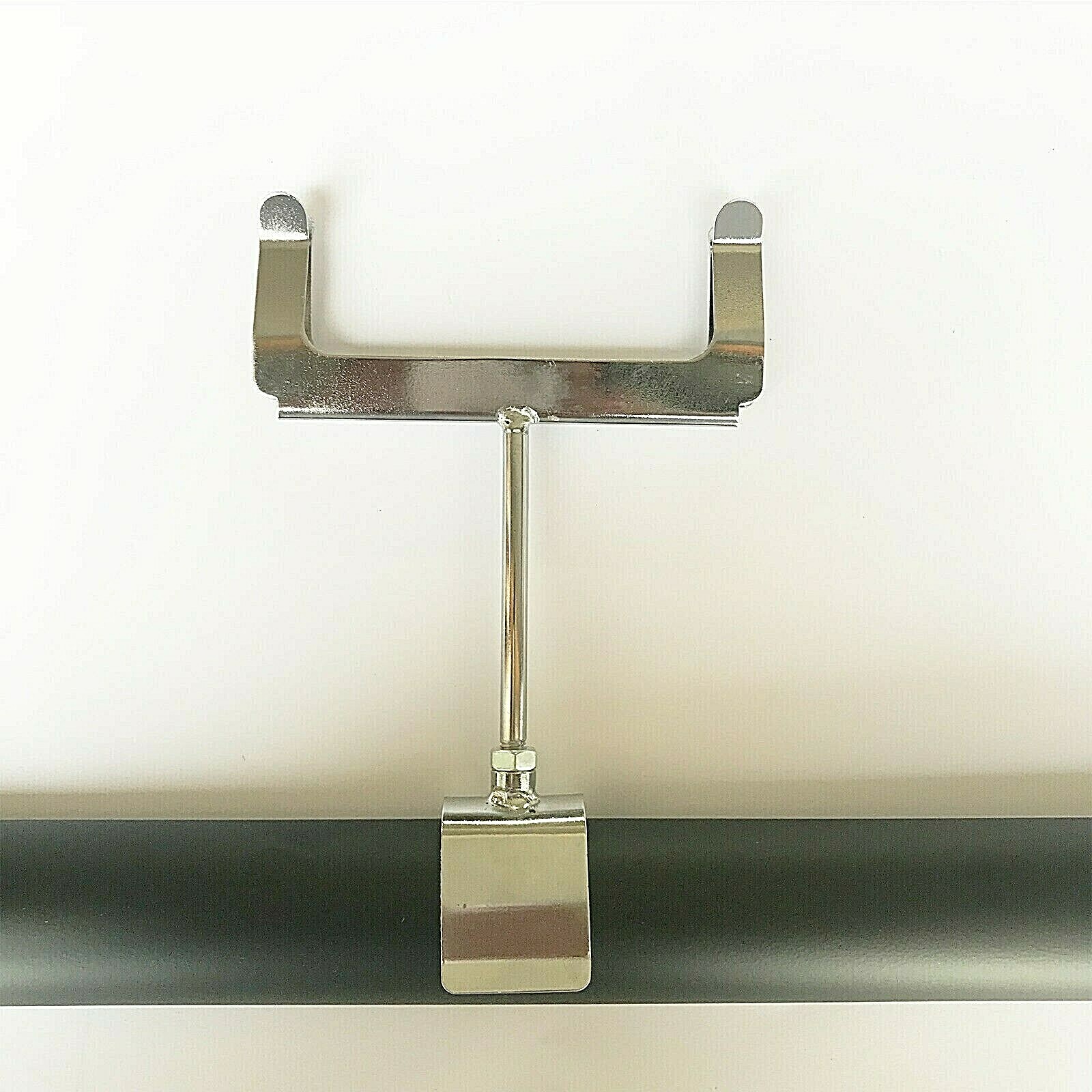 CHROME DISPLAY CARD HOLDER /PRICE TICKET CLOTHES RAIL CLAMP ON / SCREW ...