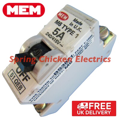 MEM MEMSHIELD 5A TYPE 1 MCB - 51 QEB | eBay UK