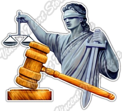 Blind Lady Justice Law Criminal Attorney Car Bumper Vinyl Sticker Decal ...