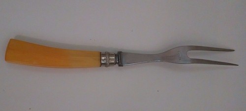 Vtg Everbrite Serving Fork Ornate Golden Yellow Plastic Handle ...