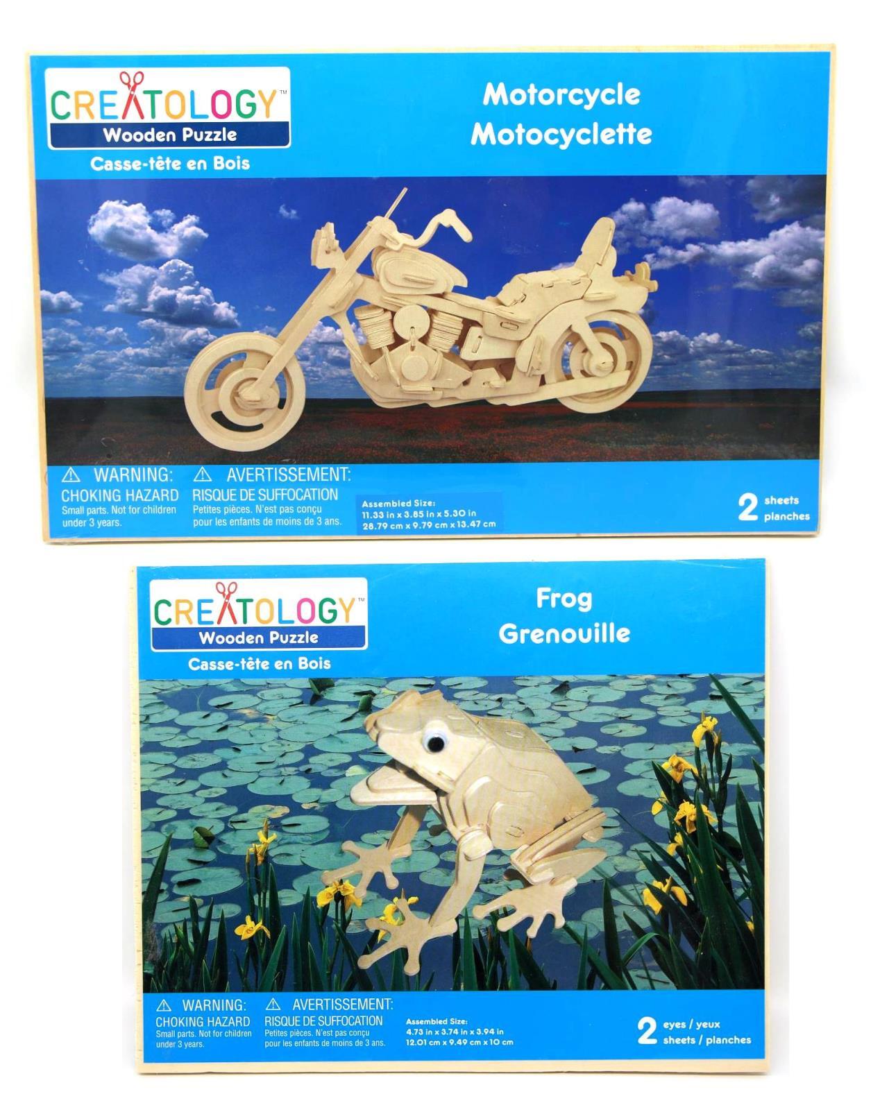 Creatology Lot 2 Wooden Puzzles Motorcycle & Frog Crafts Stocking Stuffers NEW | eBay