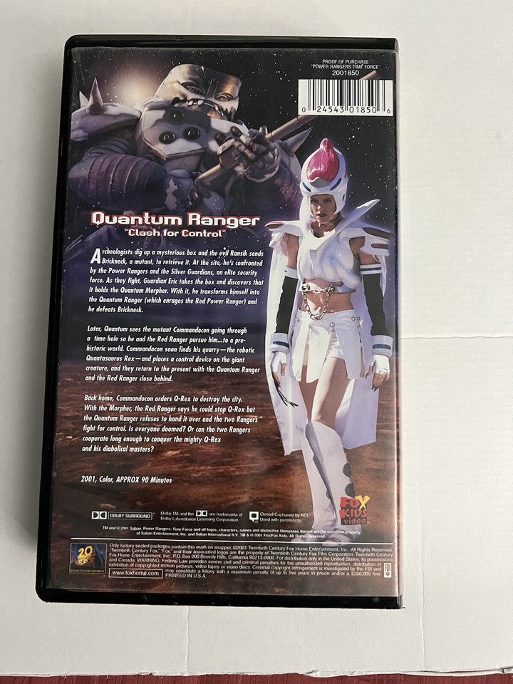 Power Rangers Time Force: Quantum Ranger -Clash for Control (VHS, 2001 ...