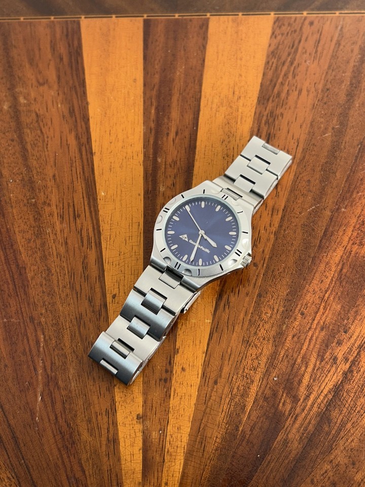 Sweda Georgia Pacific Watch Men Silver Tone Blue Dial Quartz 36mm New ...