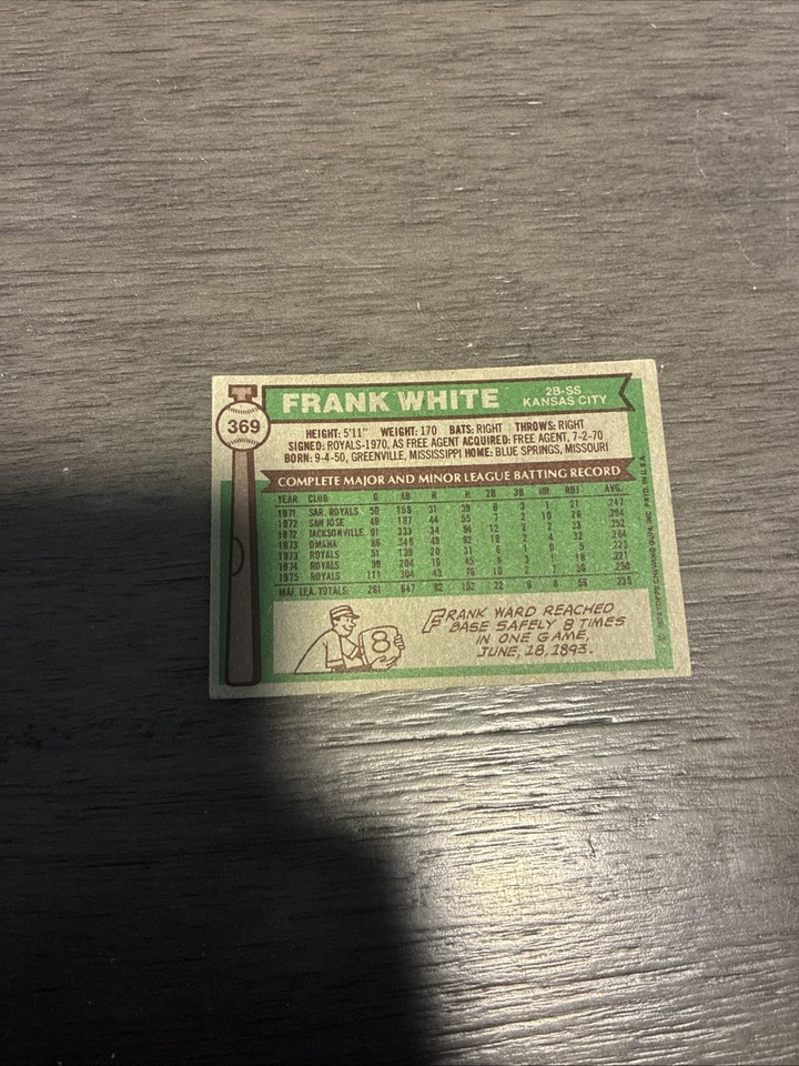 1976 Topps Frank White EX #369 | eBay