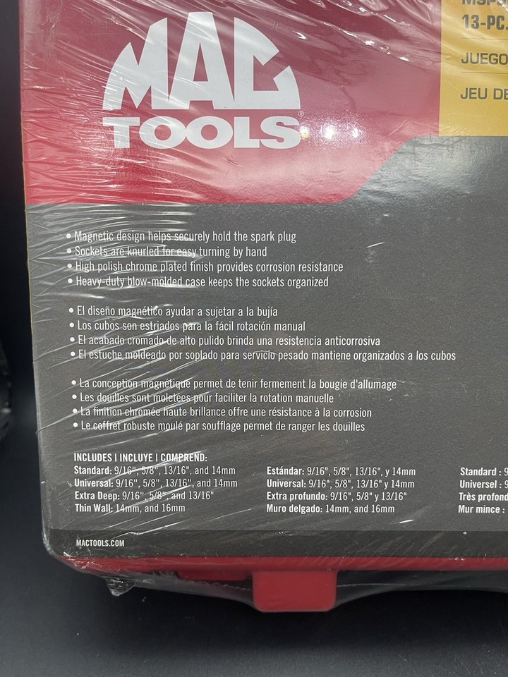 Mac Tools MSPSS-13PC, 13pc Magnetic Spark Plug Socket Set | eBay