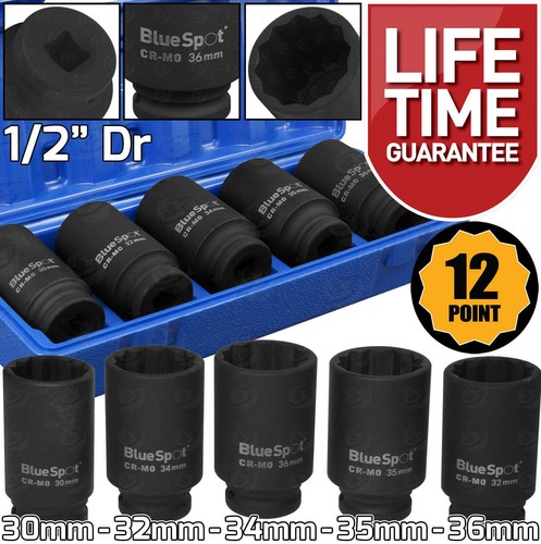 12 Point Axle Hub Nut DEEP IMPACT Socket Set 1/2"Dr Drive Shaft Socket ...