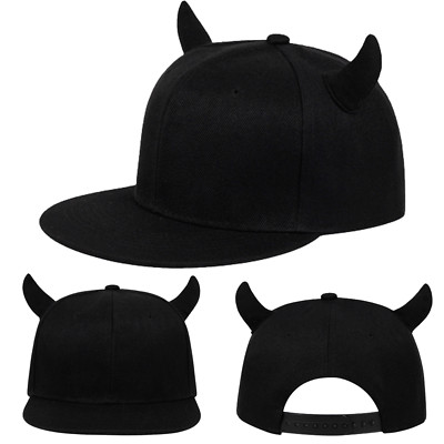 Demon Horns Baseball Cap Halloween Rock Devil Funny Hat Devil Snapback ...