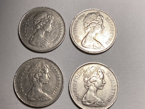 Lot of 4 10 New Pence Coin UK Queen Elizabeth 68, 69, 70, 73 Free ...
