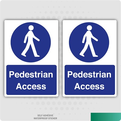 2 x A5 Pedestrian Access Stickers - Workplace Health & Safety Signs ...