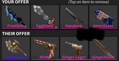 Mm2 Set Bundle LOGCHOPPER SET GINGERLUGER SET ALL IN THE PICTURE | eBay UK