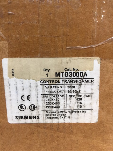 Siemens MTG3000A Series a Industrial Control Transformer 3000va #242661 ...