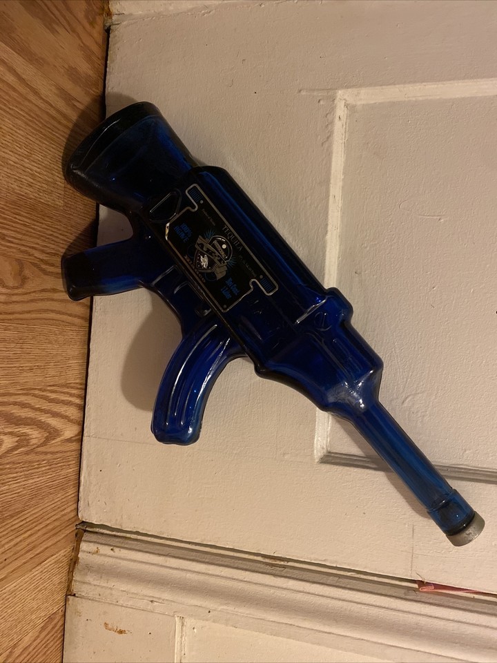 Institucional AK-T Blue Glass Tequila Bottle AK-47 Agave Mexico EMPTY ...