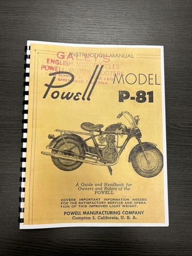 Powell P-81 Scooter Instruction Manual First Edition | eBay