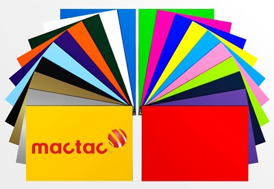 A4 Self Adhesive Vinyl Sheets MACTAC Gloss 2 3 5 10 Pack (38+ Cols ...